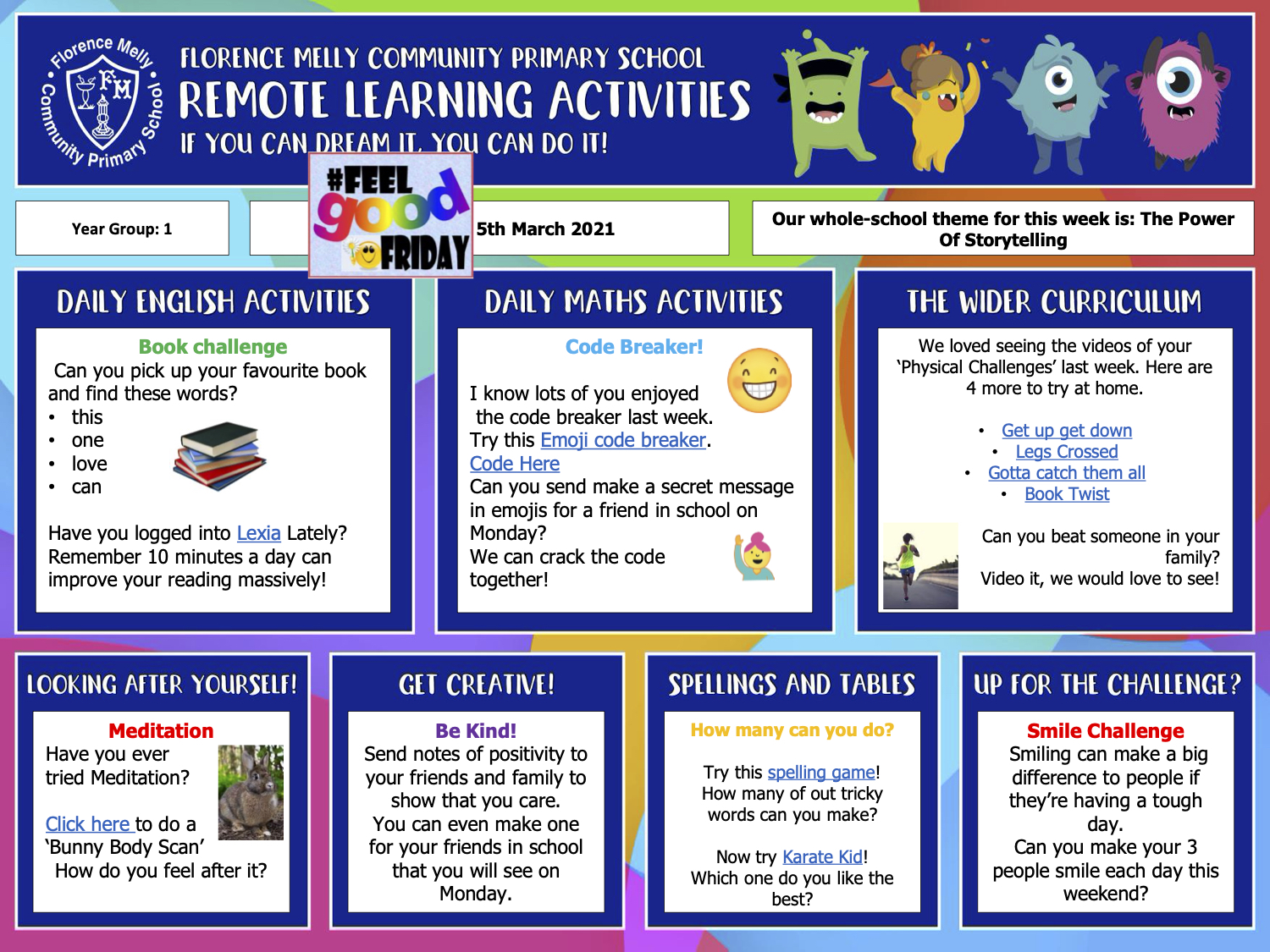 Year 1 Remote Learning - Florence Melly Community Primary School