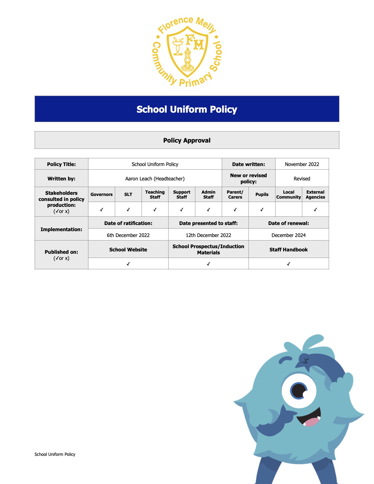 School Uniform - Dress to Impress! - Florence Melly Community Primary ...