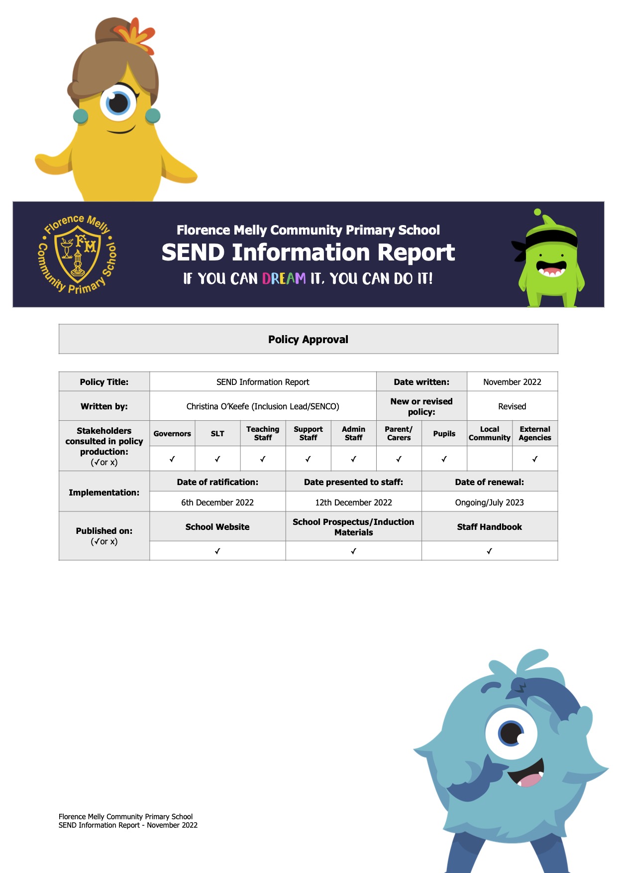 Special Educational Needs (SEN) and Disability Information - Florence ...